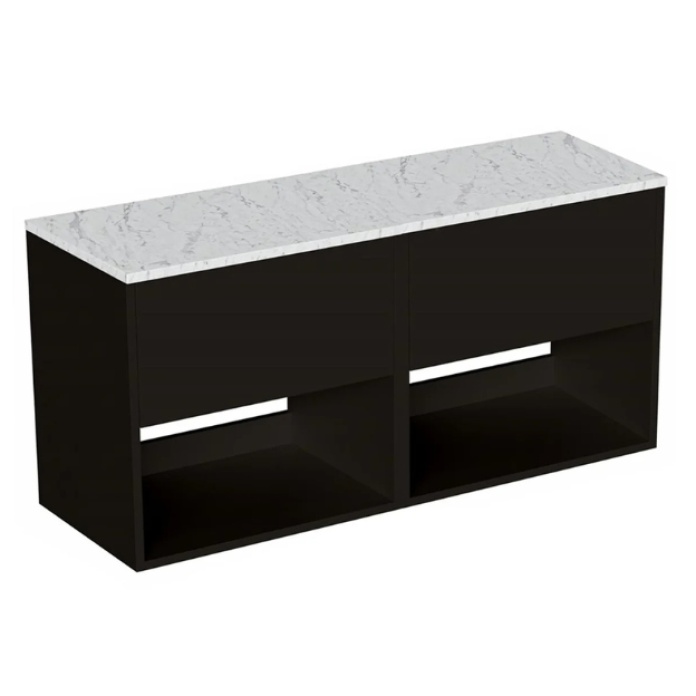 Britton Black 1000mm Double Wall Hung Vanity Unit & Worktop
